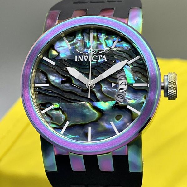 New Invicta DNA Unisex 40mm Abalone Dial SS Iridescent Case Rubber ...