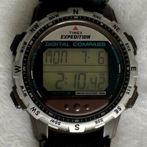 Vintage MENS Indiglo Timex Expedition Digital Compass Digital Watch 820 ...