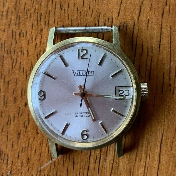 Vintage Villard Mens Watch Incabloc Swiss 17 Jewels PlaqueG10 Stainless ...