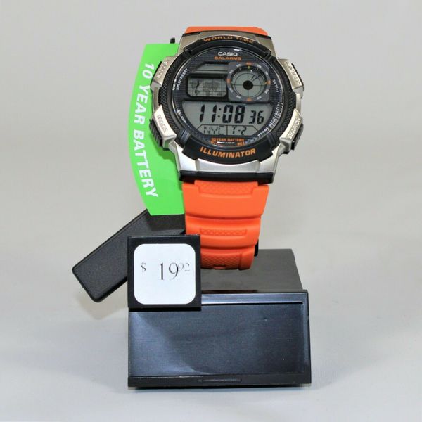 Casio Men's World Time Digital Sports Watch, Orange (AE1000W-4BRT ...