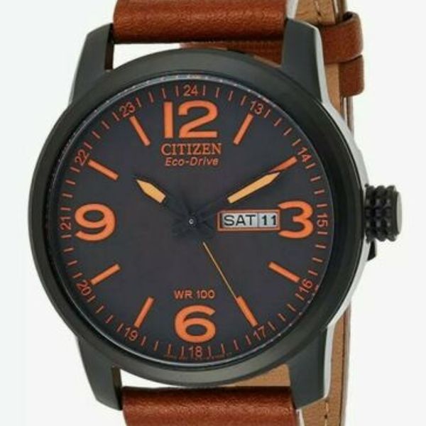 Citizen Eco-Drive BM8475-26E Wrist Watch for Men black casing brown ...