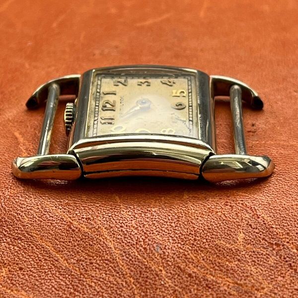 HAMILTON VINTAGE "CONTOUR" MANS FANCY CASE GOLD FILLED DRIVERS WATCH ...