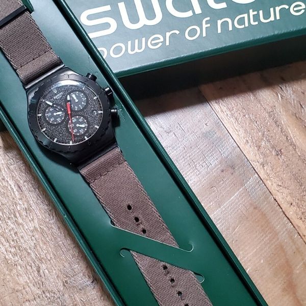 Swatch Mens Chronograph Watch "By The Bonfire" 43 mm Black Dial ...