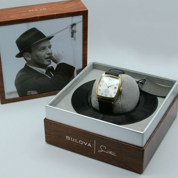 BULOVA Frank Sinatra Young At Heart Black Leather Automatic WATCH ...