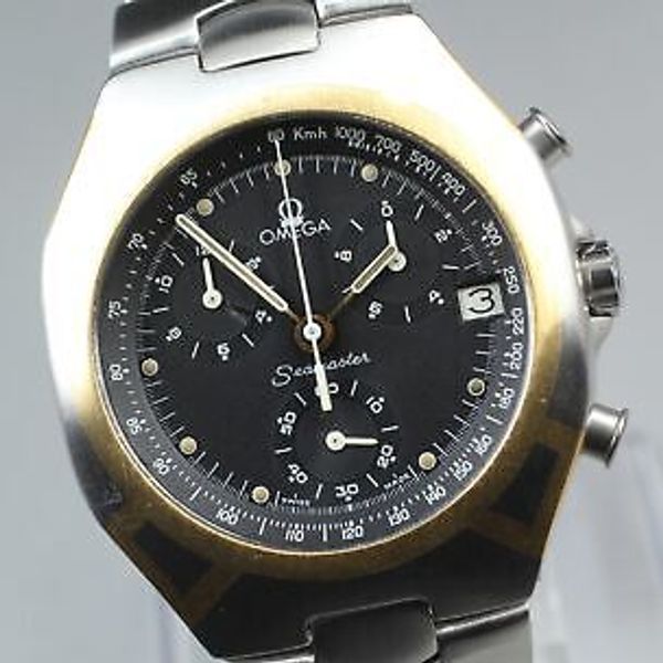 New Battery [Near MINT-] OMEGA Seamaster Polaris Chronograph Quartz Men ...