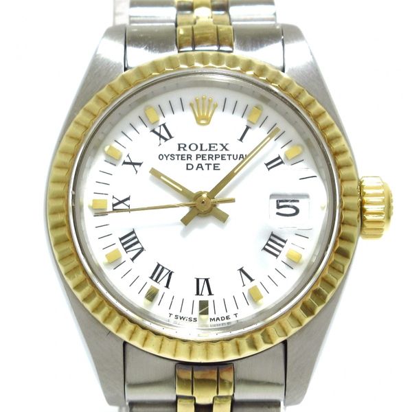 [New] [Used] ROLEX Oyster Perpetual Date Watch SS×K18YG/22 Frames White ...
