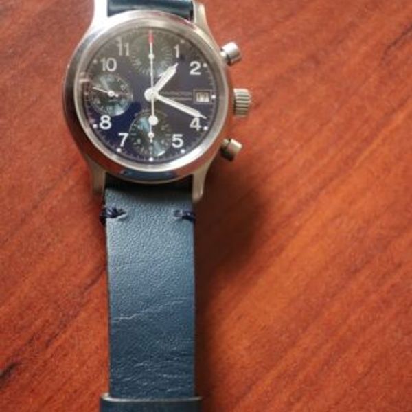 Hamilton 3830 Blue Automatic Chronograph Serviced Valjoux ETA 7750 ...