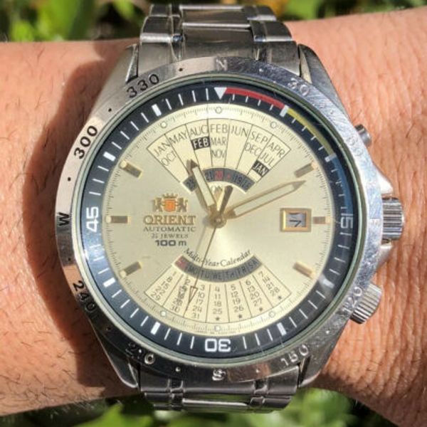 RARE ORIENT EU03-CO CA AUTOMATIC Multi-Year Calendar 46mm Men's Watch ...