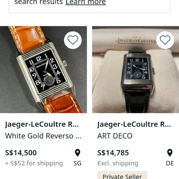 JLC Reverso Art Deco White Gold Grand Taille Full Box Set Jaeger ...
