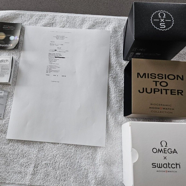 Omega X Swatch Mission To The Moon Jupiter Moonswatch 100% Authentic w ...