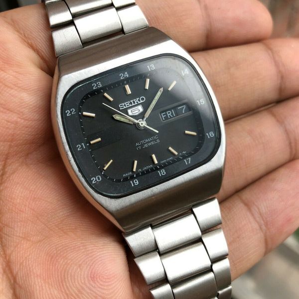 $1 Seiko 5 TV Stunning BLUE dial Railway Time Vintage 7009 Automatic ...