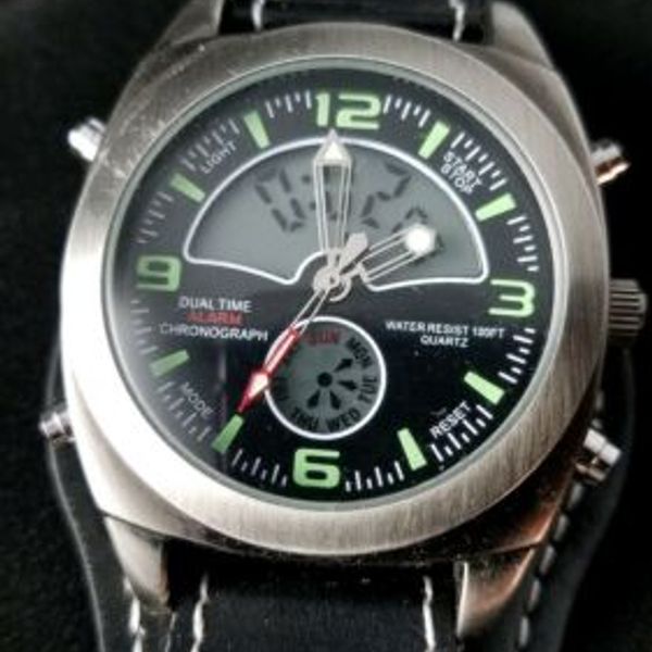 Men's Watch Base Metal Bezel-Water Resistant 100ft Stainless Steel ...