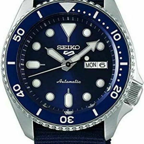 Brand New Seiko 5 Automatic Blue Dial Blue Nylon NATO Strap Dive Watch ...