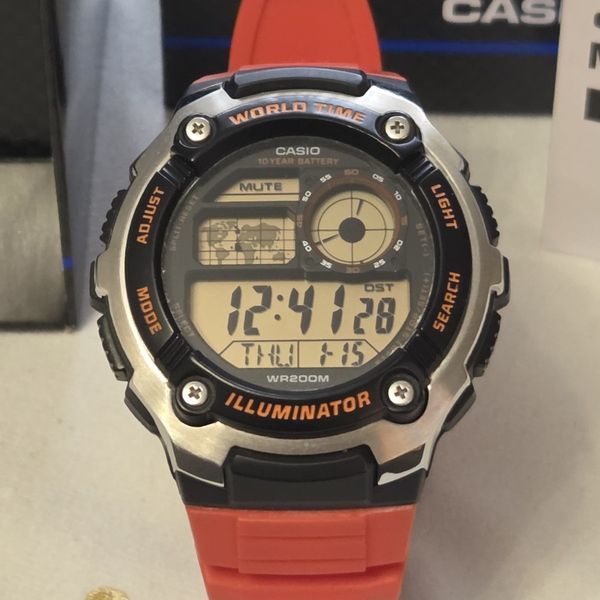 Mens Casio AE2100W-4AV, World Time Watch, Chronograph, 200 Meter WR, 5 ...