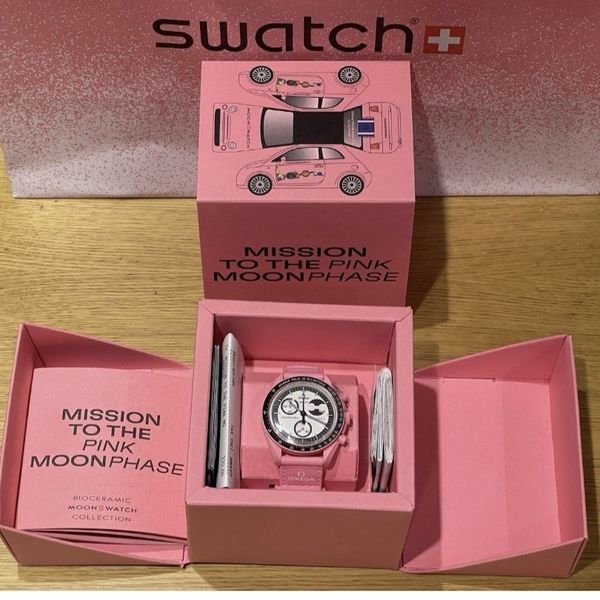 Omega Swatch Moonswatch Mission To The Pink Moonphase Moon ð NEW WITH ...