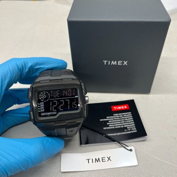 Timex Expedition Grid Shock with Black Resin Strap Indiglo Negative ...