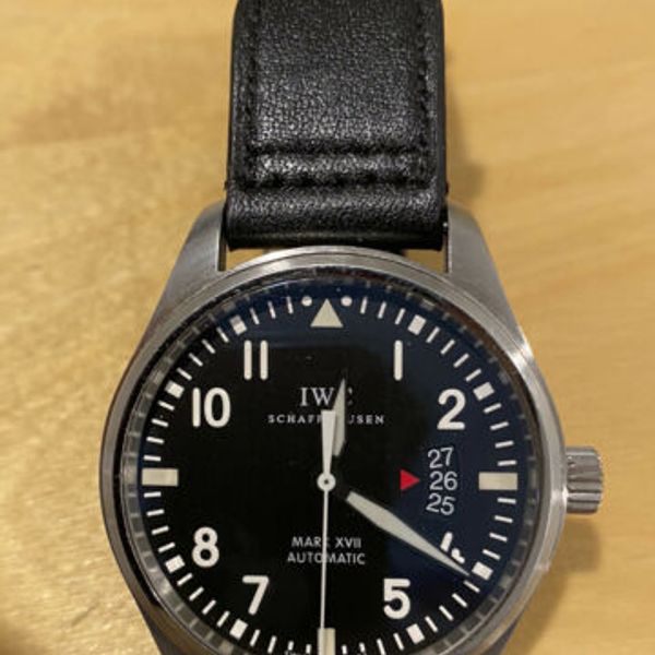 IWC Mark XVII Pilot Black Dial Auto Red Date 41mm 2 Straps BOX & PAPERS ...
