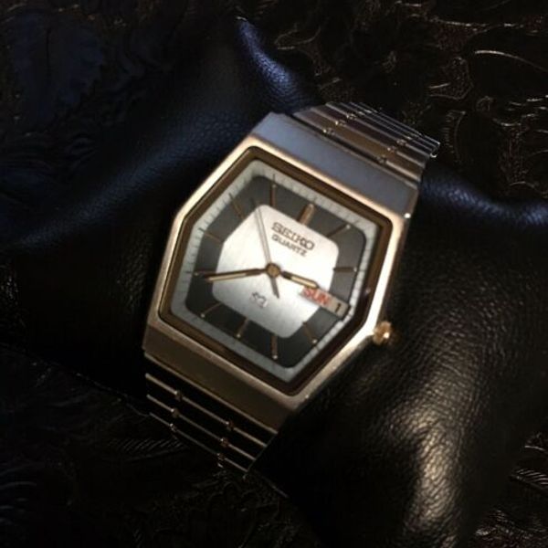 Seiko SQ Silver/Gold Tone Hexagon Watch Day/Date 8123-501A PARTS ONLY ...