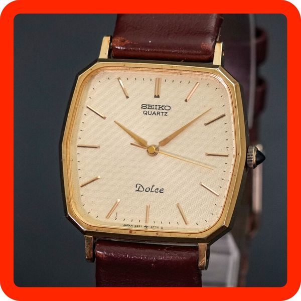 Vintage 1982 SEIKO Dolce 5931-5560 Gold Square Men's Watch Quartz Japan ...
