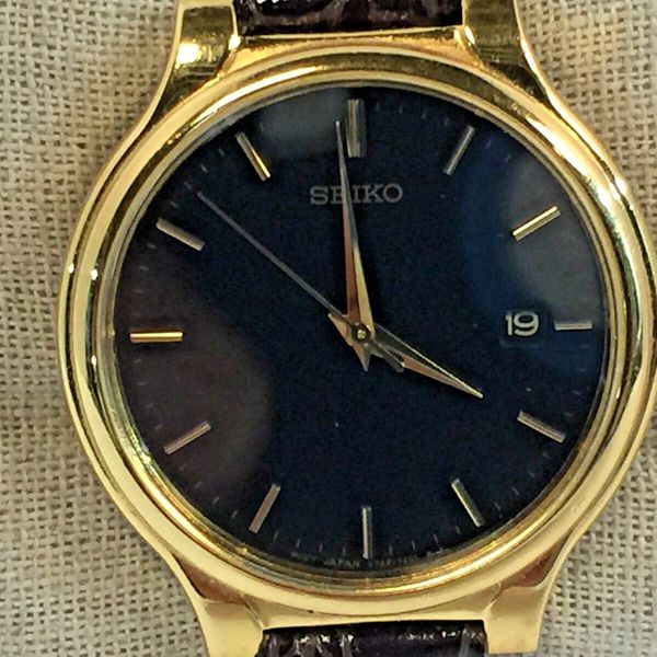 Vintage Seiko Men's Quartz Gold Tone Watch W/Date V722-7051 Working New Battery! | WatchCharts ...