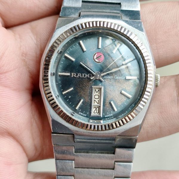 Vintage Rado Golden Gazelle Automatic Day/Date Fluted Bezel Swiss Made ...