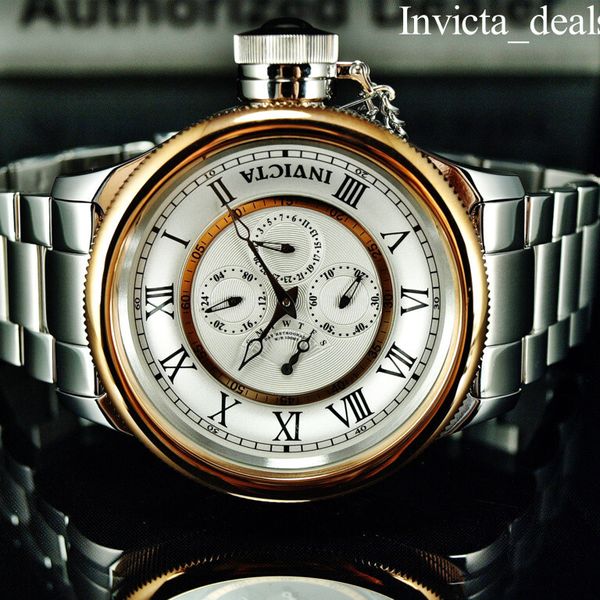 Invicta 52mm Men's Russian Diver Day Date GMT Rose Tone / Silver SS ...