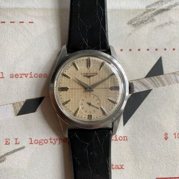 Vintage 1956 Longines Waffle Crosshair Dial Mechanical Swiss Menâ s ...