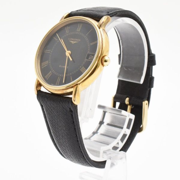 Vintage LONGINES QUARTZ 950 SWISS 4468 Date Gold Black Mens Watch case ...
