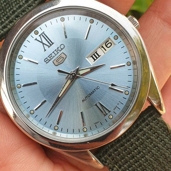 Seiko 5 7S26-0420 Automatic Blue Turquoise Dial Mens Vintage 1980s ...