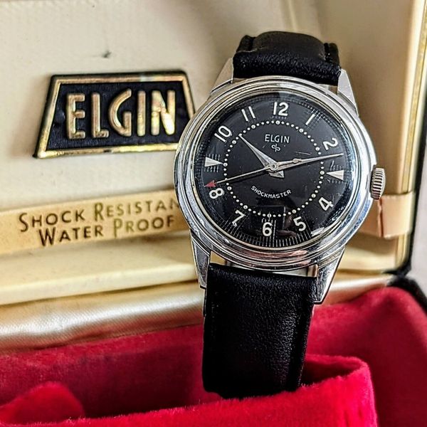 ELGIN Dolphin Watch Durapower Shockmaster Wristwatch Ref. 5918 Black ...