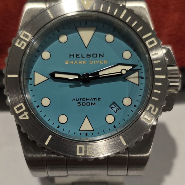 SOLD *** Great Condition *** Helson Shark Diver 40 SS Turquoise Dial ...