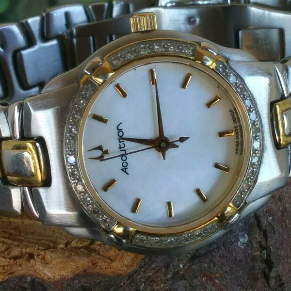 Bulova Accutron Women's Swiss Made Sapphire Crystal 34 Diamonds Two ...