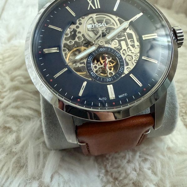 Fossil Men's Townsman Automatic Skeleton Watch Blue Dial 48mm ME3154 ...
