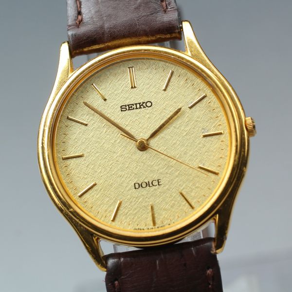 [Near MINT] Vintage Seiko Dolce 8J41-6100 Gold Tank Quartz Mens Watch ...