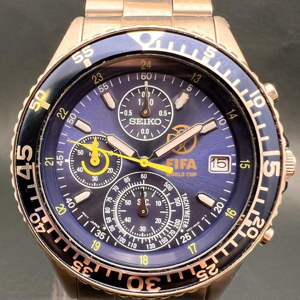 Seiko V657-0AA0 2002 FIFA World Cup Chronograph Blue Quartz Watch Used ...