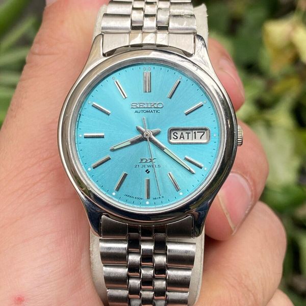 Vintage Seiko 5 Mens Automatic Watch Sky Blue 6309 Day/Date | WatchCharts Marketplace