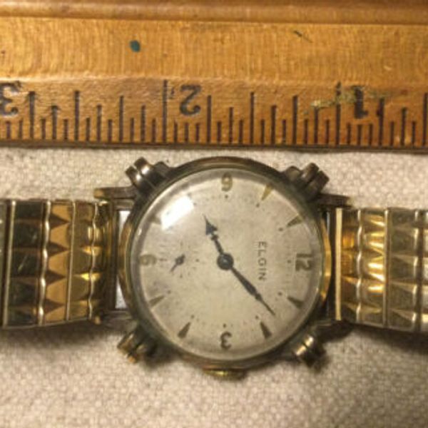 Vintage Menâ s Elgin 10 Kt RG Mechanical Wristwatch-Works W/10 Kt RG ...
