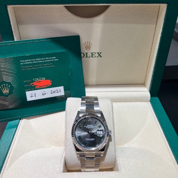 FS: 2021 Rolex 126234 Datejust 36 Wimbledon Box and Papers | WatchCharts