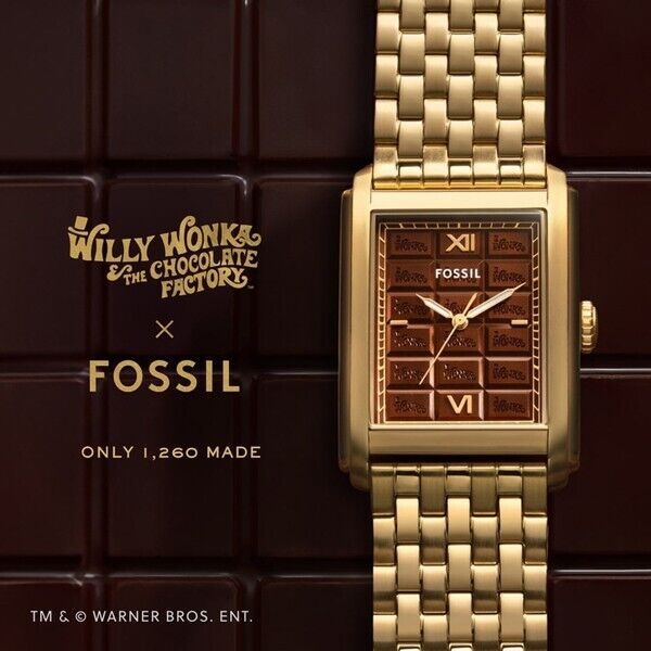 Fossil Watch x Willy Wonka LE1190SET Men's Gold Three-hand Gold-tone ...