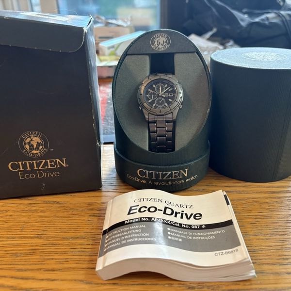 Citizen Men's Eco Drive Silver Titanium Watch WR100 Blue Watch Face ...