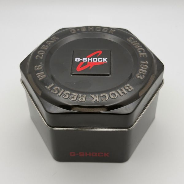 Casio G Shock Watch Tin Display Case Can Foam Interior Warranty Black ...