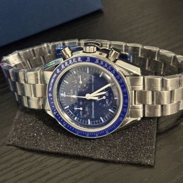 Stainless Steel OMEGA Speedmaster MoonSwatch High End Mod Neptune ...