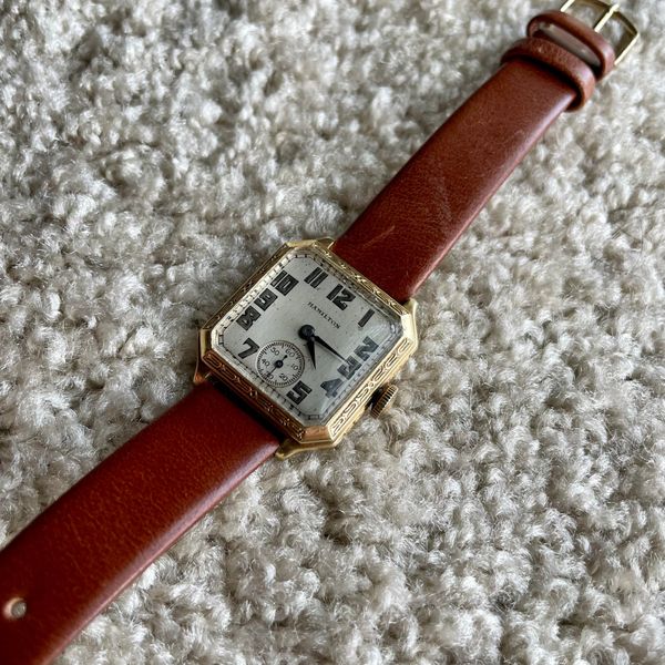[WTS] Serviced 1927 Hamilton Square Watch - Manual 987A - 14K GF Enamel ...