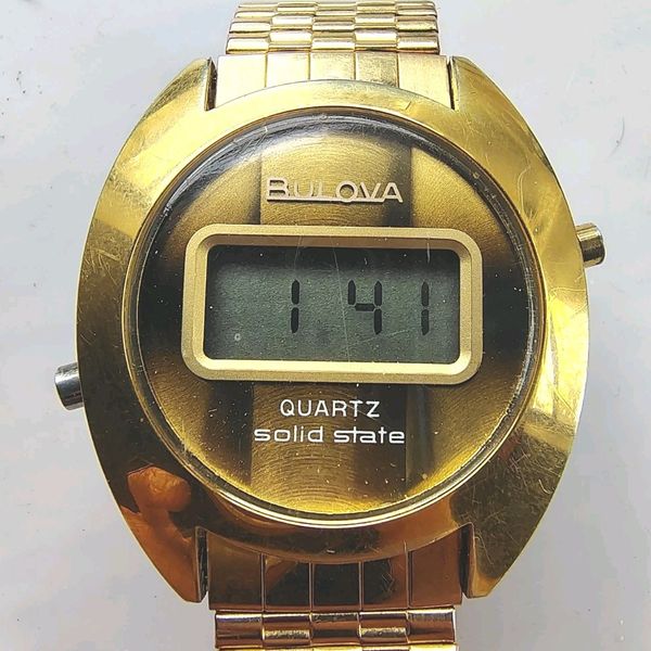 Vintage Bulova Solid State N7 Digital Mens Watch Running Keeps Time 70s ...