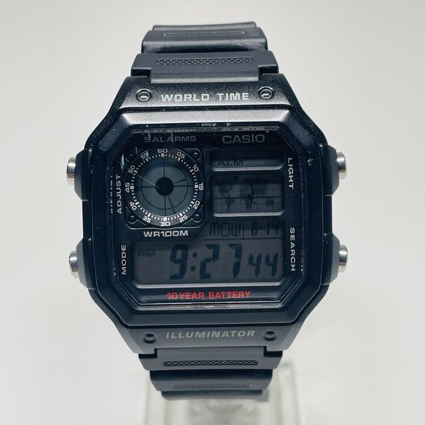 Casio Illuminator Watch Men 40mm Black World Time Blacklight Digital 5 Alarms 8" | WatchCharts ...