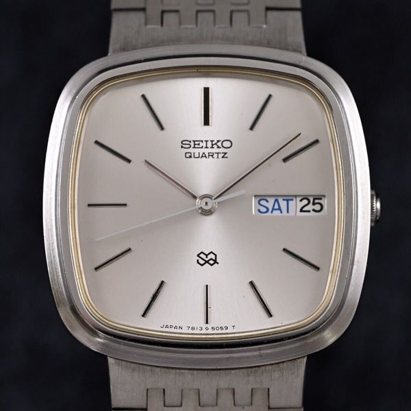 SEIKO 1970's SQ QUARTZ Day/Date Ref.7813-5059 32mm Silver Dial Runs New Battery | WatchCharts ...