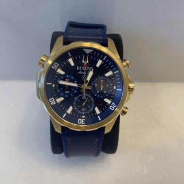 Bulova Marine Star Blue Men Wristwatch 97b168 | WatchCharts Marketplace