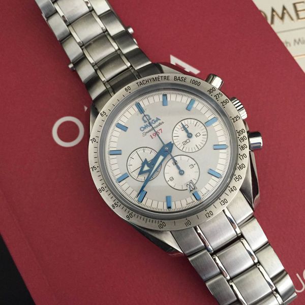 FS: Omega Speedmaster Broad Arrow - Blue Hands - Original Strap + SS ...