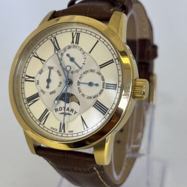 Classic rotary moon phase watch for men (Day Date And Month Display ...