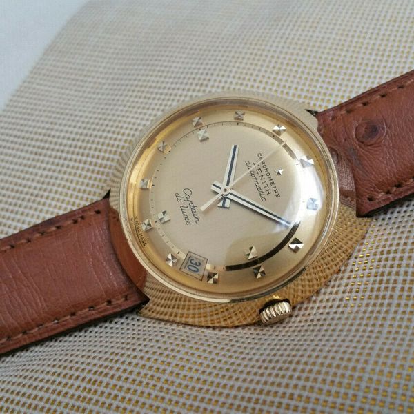 Vintage Zenith Captain Deluxe automatic Chronometer watch, 18k solid ...